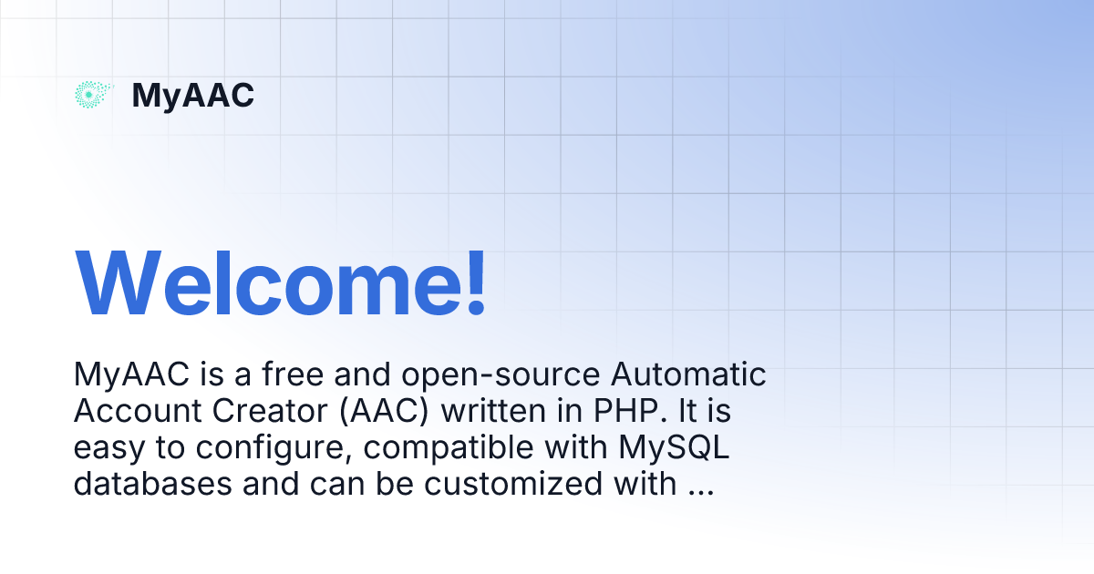 Welcome! | MyAAC